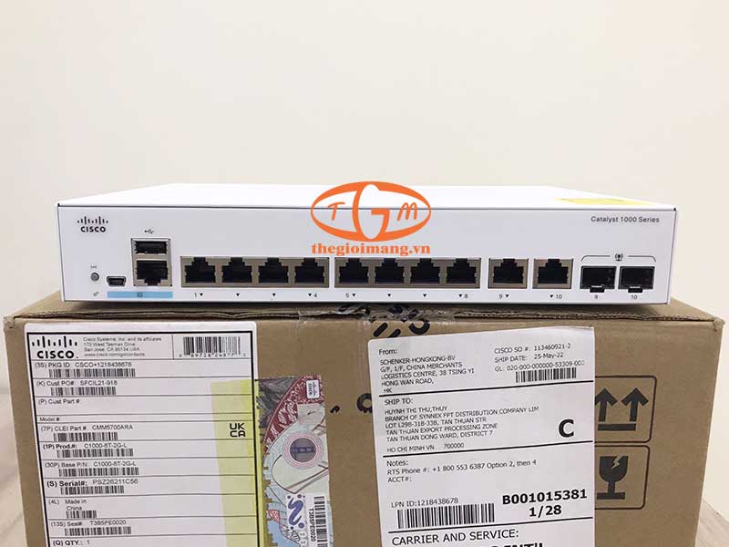 C1000-8T-2G-L Cisco Catalyst 1000 with 8 Ports GE, 2x SFP/RJ45